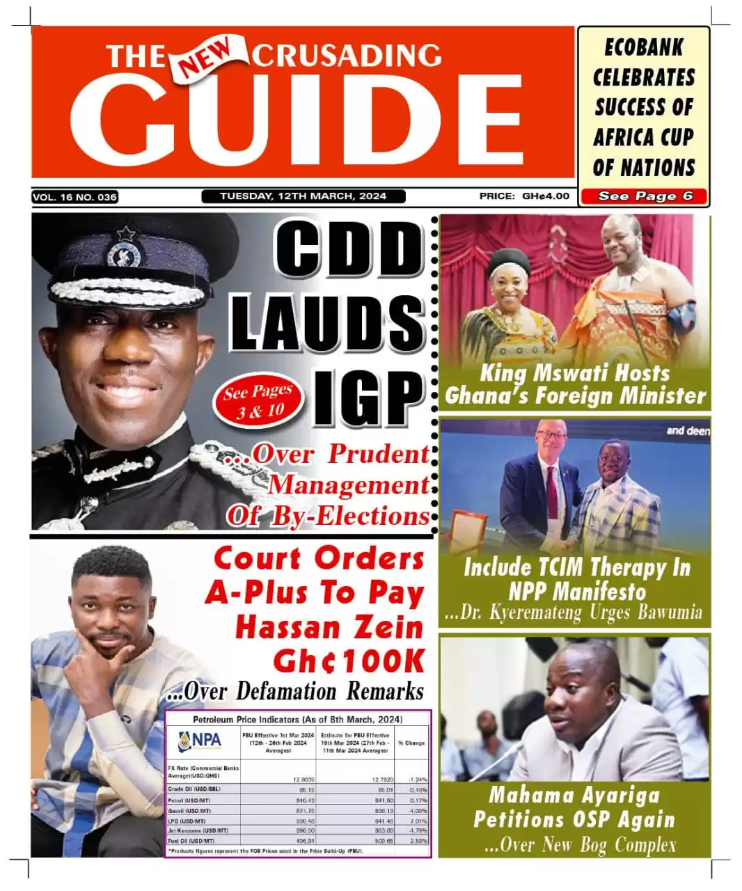 Newspaper headlines: Tuesday 12 March 2024 - Adomonline.com