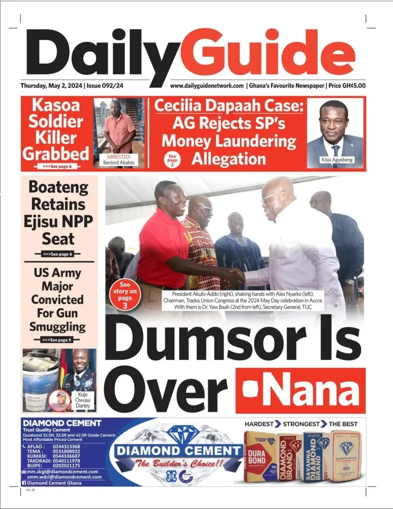 Newspaper headlines: Thursday 2nd May 2024 - Adomonline.com