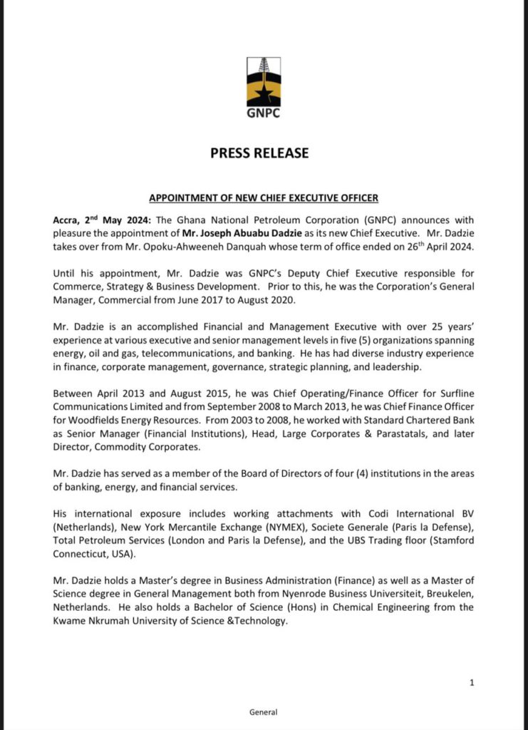 GNPC welcomes new Boss - Adomonline.com