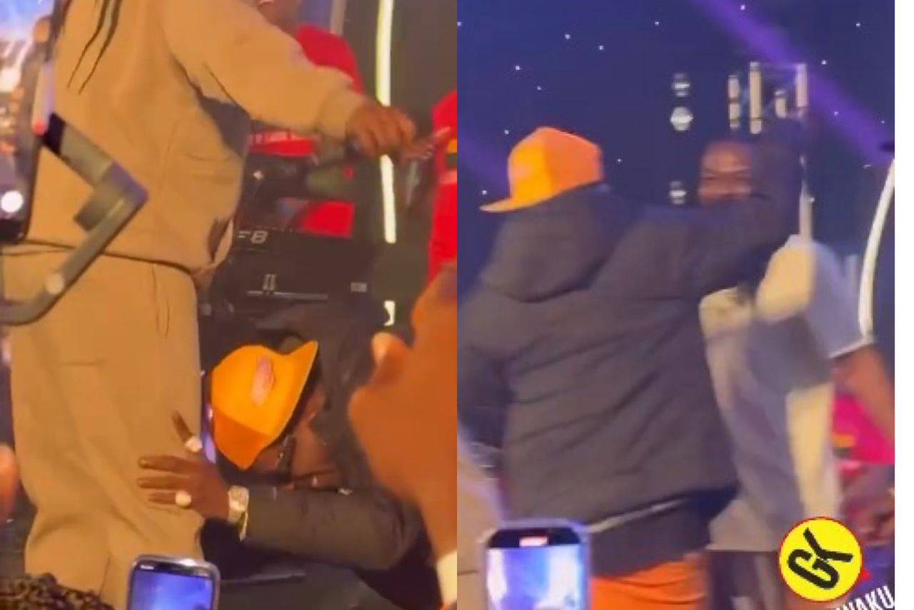 Shatta Wale hugs Samini, kneels before Daddy Lumba as he performs in UK ...