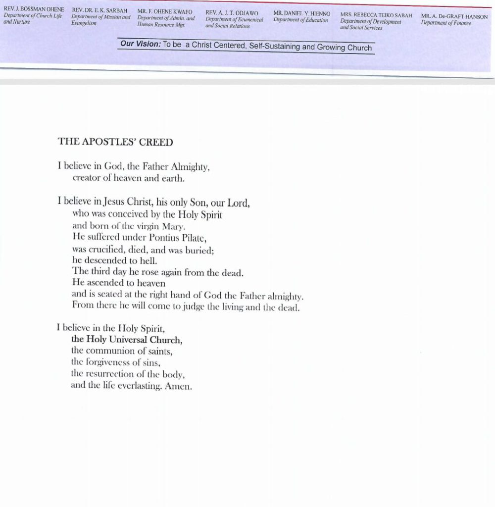 Presbyterian Church of Ghana issues new directive on Apostles' Creed ...