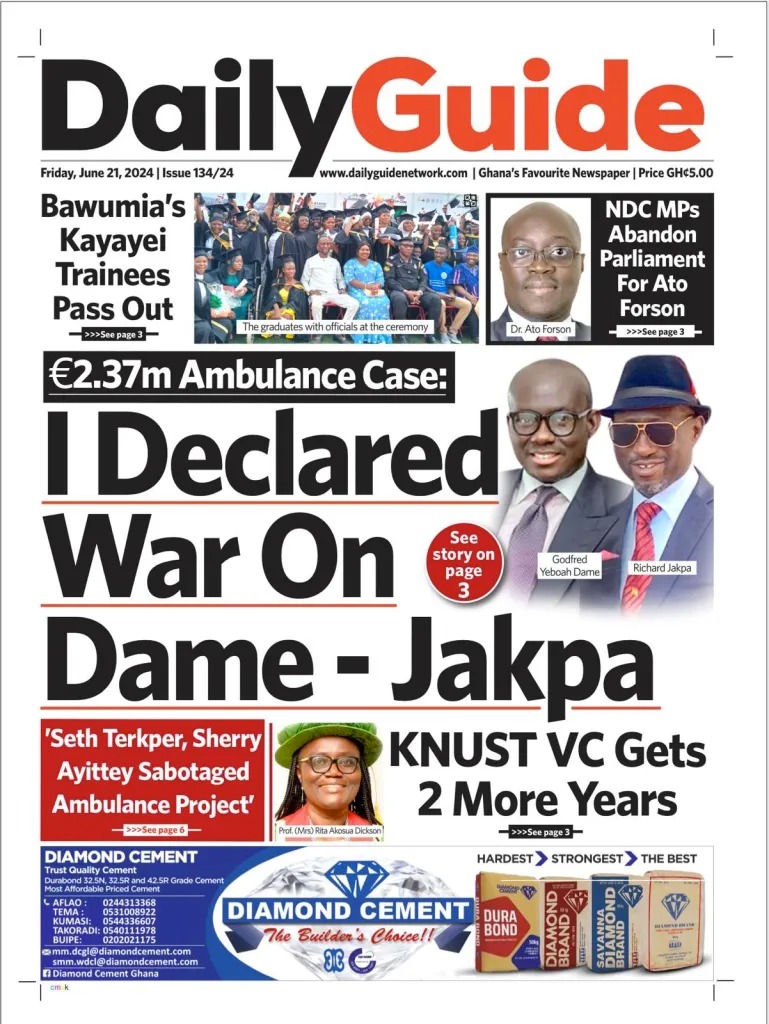 Newspaper headlines: Friday 21st June 2024 - Adomonline.com