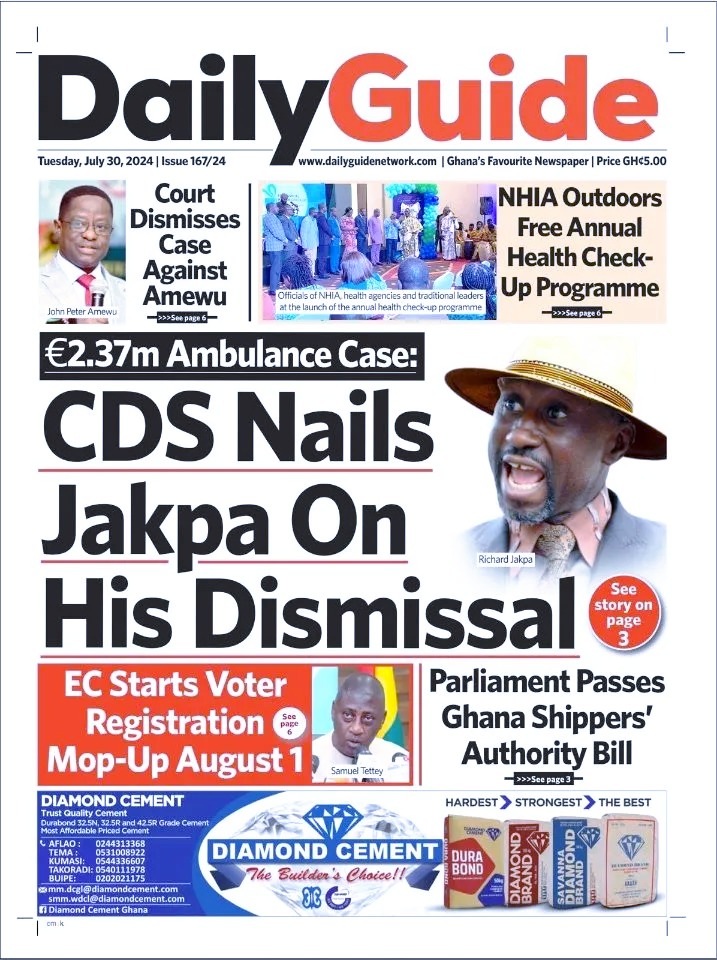 Newspaper headlines: Tuesday 30th July 2024 - Adomonline.com