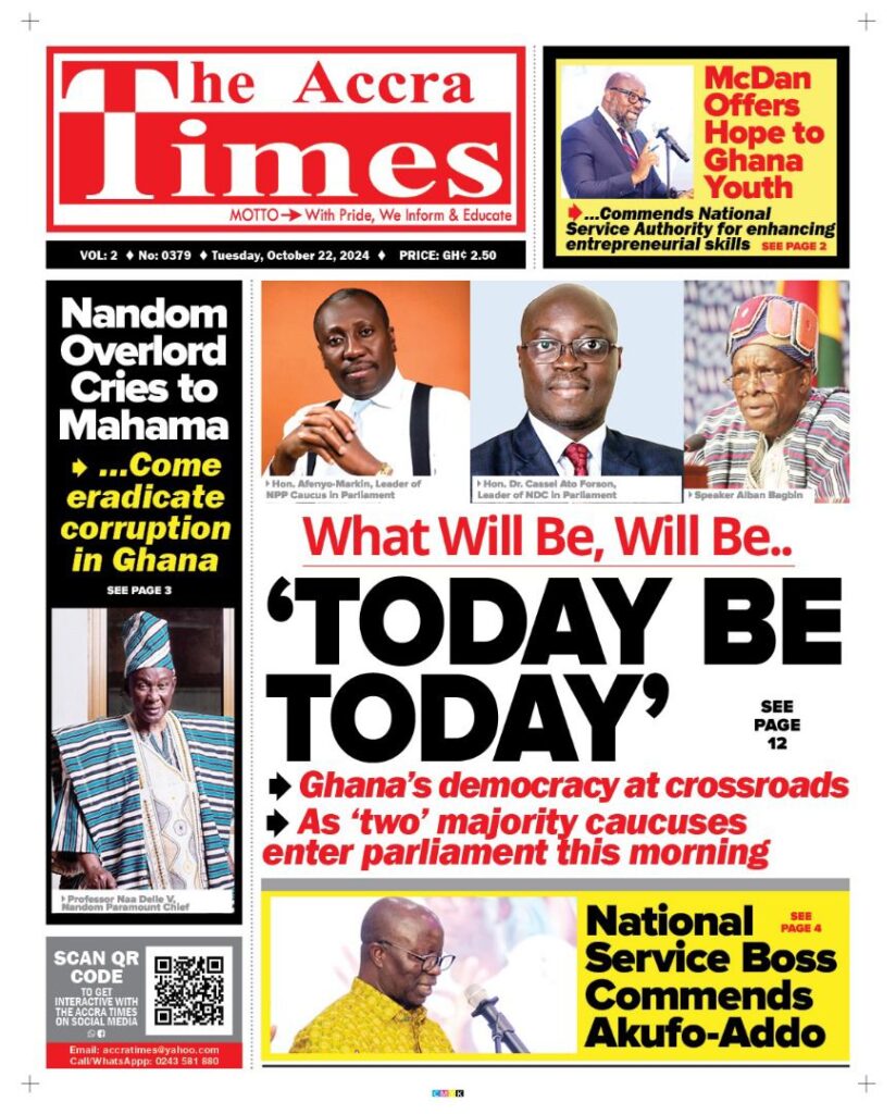 Newspaper headlines: Tuesday, October 22, 2024 - Adomonline.com