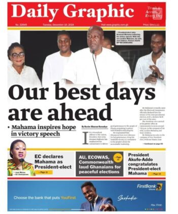 Newspaper headlines: Tuesday, December 10, 2024 - Adomonline.com