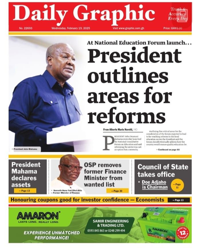 Wednesday February 19 2025 Newspaper Headlines Adomonline