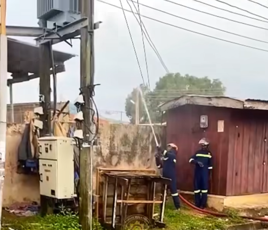 Fire destroys part of high-tension pole at Nsawam Market