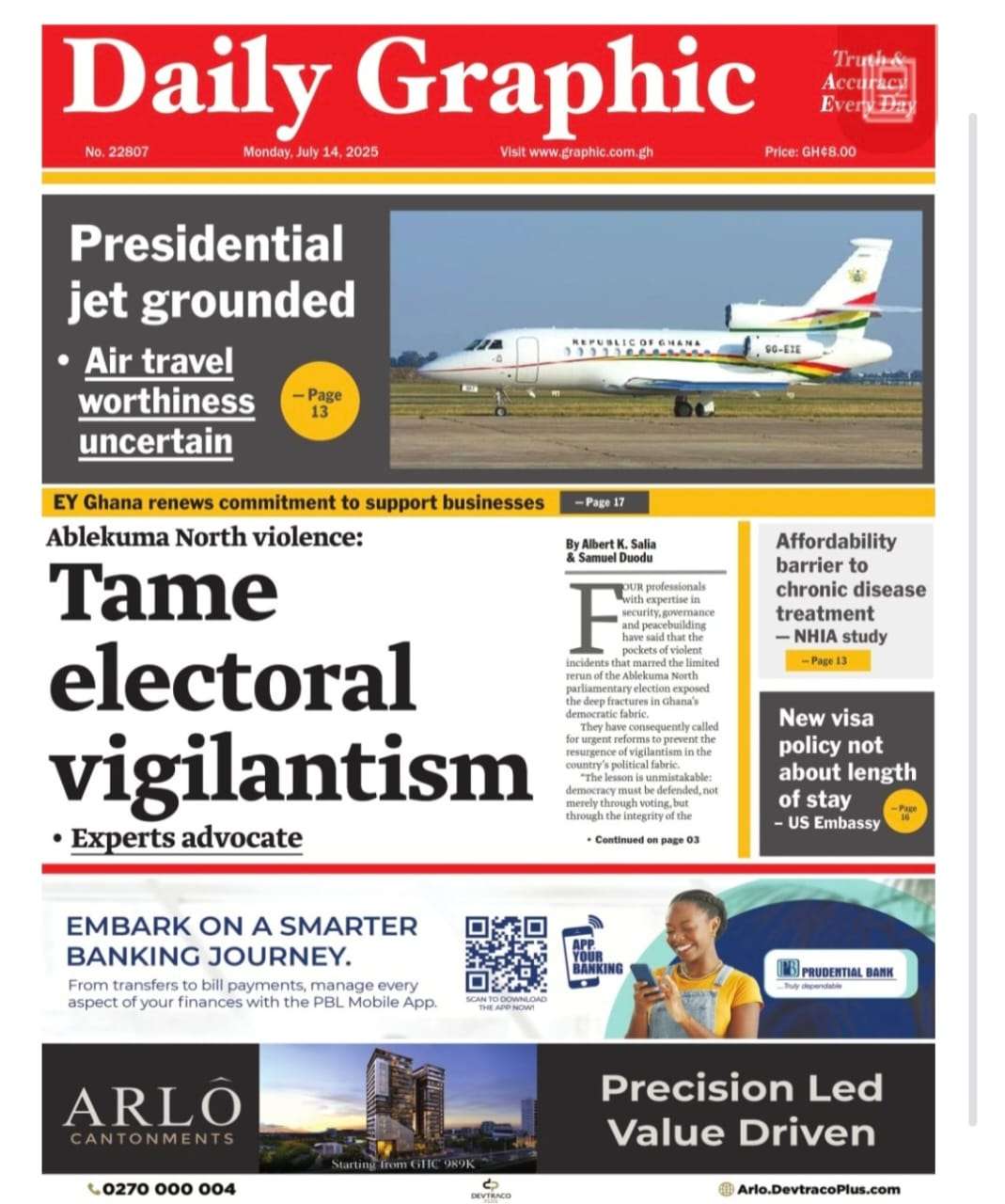 Newspaper headlines: Monday, July 14, 2025 - Adomonline.com