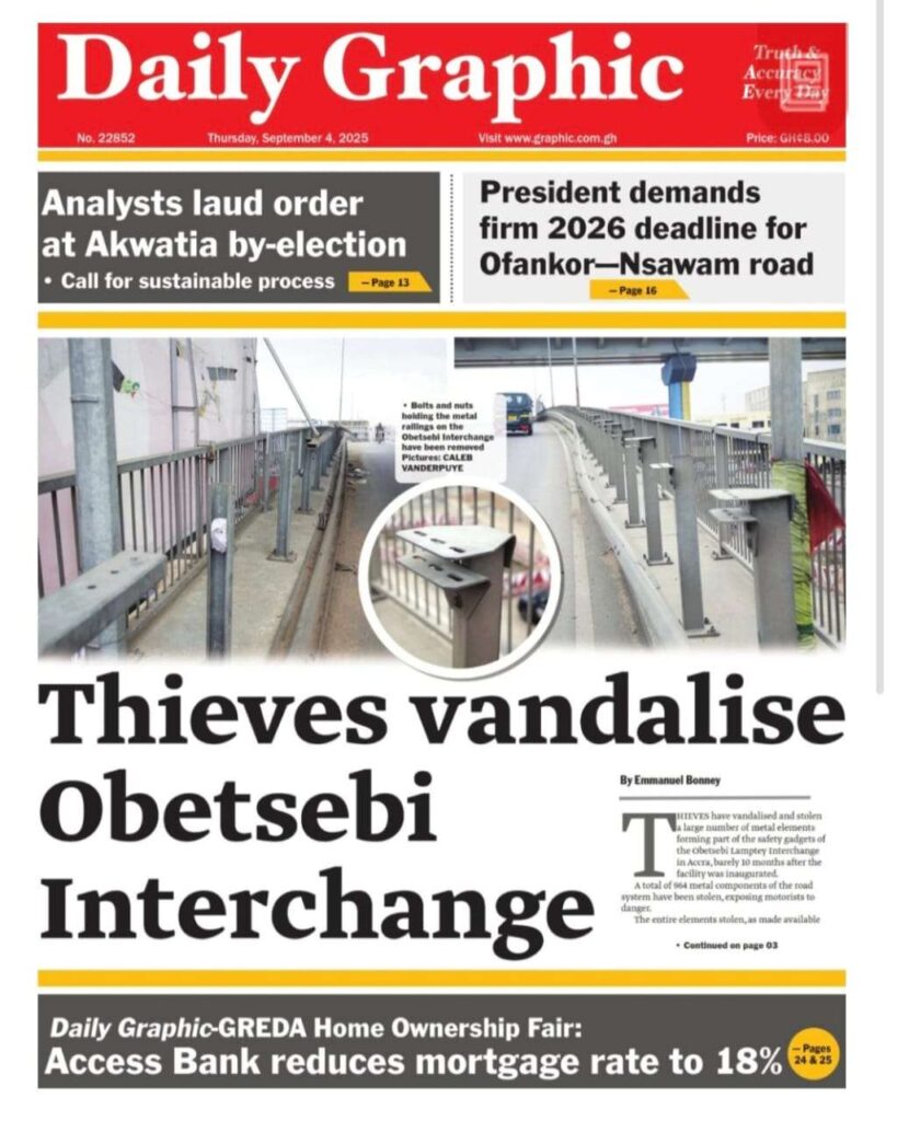 Newspaper headlines: Thursday, September 4, 2025 - Adomonline.com