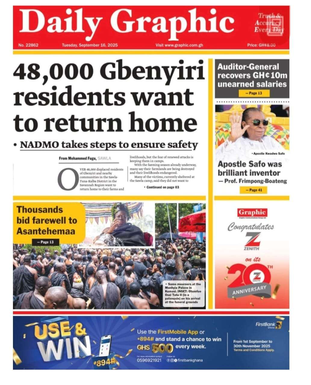 Newspaper headlines: Tuesday, September 16, 2025 - Adomonline.com