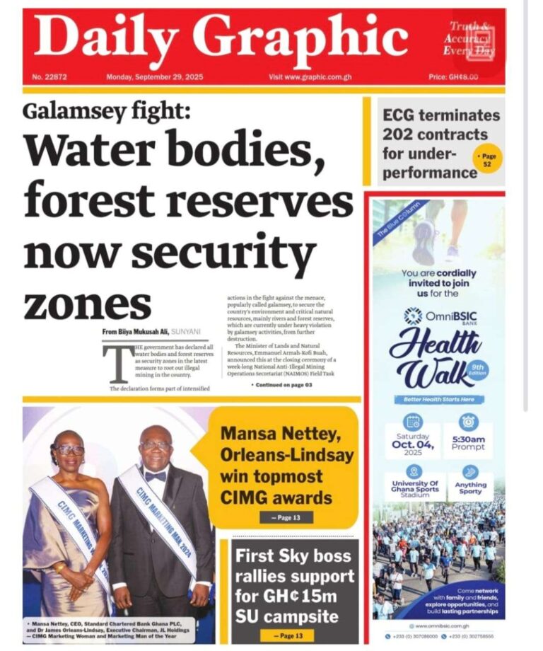 Newspaper headlines: Monday, September 29, 2025 - Adomonline.com