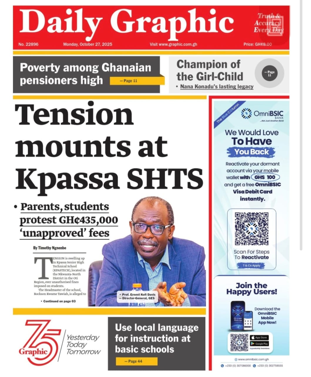 Newspaper headlines: Monday, October 27, 2025 - Adomonline.com