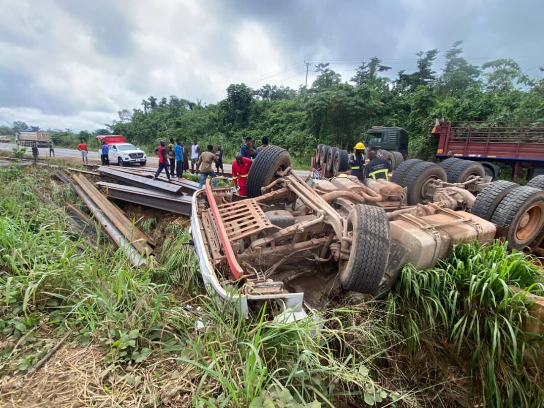 Burkinabe driver escapes death in accident on Accra–Kumasi Highway