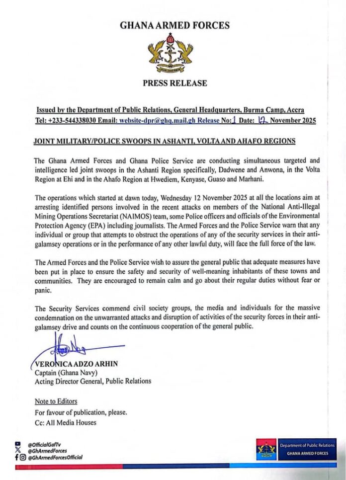 Military, Police embark on swoops in Volta, Ashanti and Ahafo regions ...