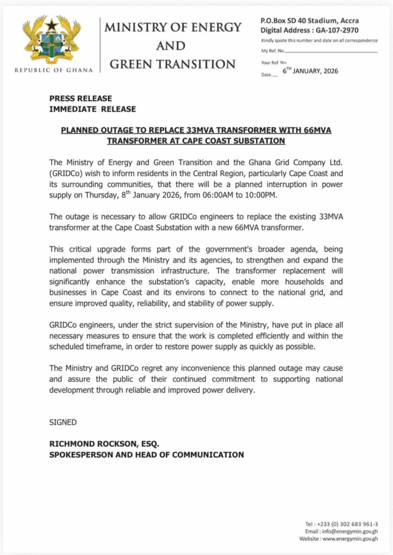 Power outage to hit Cape Coast on Jan. 8 - Adomonline.com